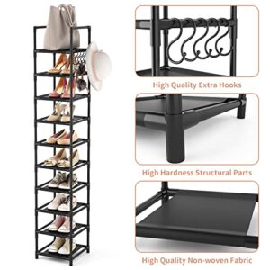 LANTEFUL Tall Narrow Shoe Rack for Entryway, 10-Tier Sturdy Metal Shoe Shelf Storage 10-15 Pairs of Shoes and Boots, Space Saving Corner Shoe Rack Organizer for Closet,Doorway,Garage,Living Room