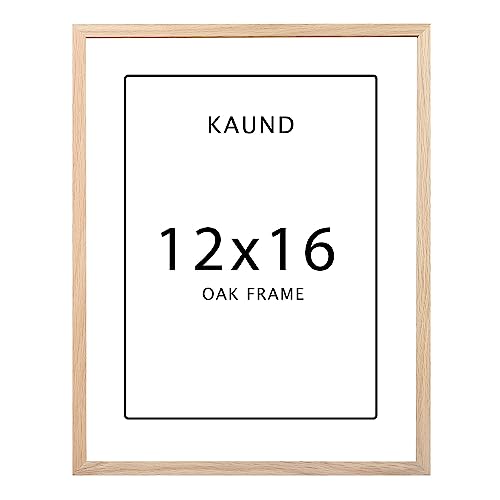 KAUND 12x16 Picture Frames, Oak Wood Photo Frames with High Definition Glass，Natural Poster Frame for Wall Art（C02-High Definition Glass, Medium