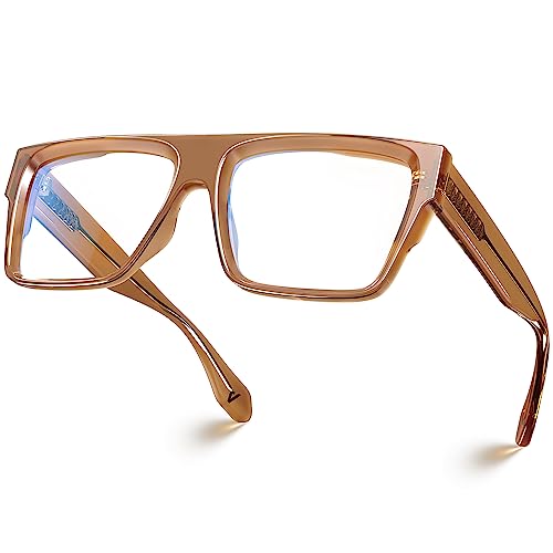 VISOONE Square Full Rim Blue Light Blocking Glasses Large Fashion Computer Multi Colors Eyeglass Frame Women Men ALBA