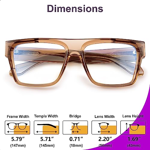 VISOONE Square Full Rim Blue Light Blocking Glasses Large Fashion Computer Multi Colors Eyeglass Frame Women Men ALBA