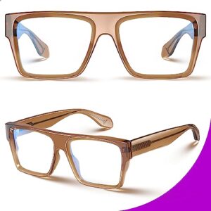 VISOONE Square Full Rim Blue Light Blocking Glasses Large Fashion Computer Multi Colors Eyeglass Frame Women Men ALBA