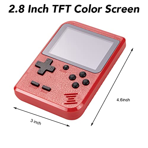 Retro Mini Game Machine,Handheld Game Console with 400 Classical FC Games 2.8-Inch Color Screen Support for TV Output , Gift Birthday for Kids, Adults(GameRed-400)