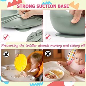 Silicone Baby Feeding Set, 12Pcs Baby Led Weaning Supplies, Includes Baby Suction Bowls and Plates, Silicone Baby Bibs, Silicone Baby Cup, Silicone Baby Spoons and Forks (2 Sets Beige & Pink)