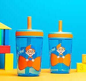 Zak Designs Blippi Kelso Toddler Cups For Travel or At Home, 15oz 2-Pack Durable Plastic Sippy Cups With Leak-Proof Design is Perfect For Kids (Blippi)