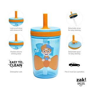 Zak Designs Blippi Kelso Toddler Cups For Travel or At Home, 15oz 2-Pack Durable Plastic Sippy Cups With Leak-Proof Design is Perfect For Kids (Blippi)