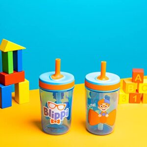 Zak Designs Blippi Kelso Toddler Cups For Travel or At Home, 15oz 2-Pack Durable Plastic Sippy Cups With Leak-Proof Design is Perfect For Kids (Blippi)