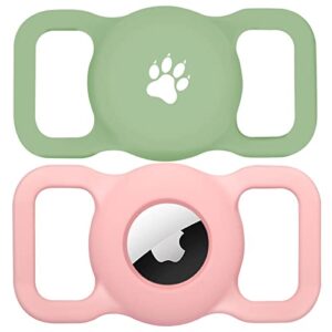 yiliuoer airtag dog collar holder,2 pack silicone airtag case for dog collar,dog gps tracker case for apple airtags, anti-lost air tag holder case,airtag holder with cat dog collar