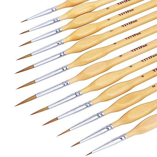 VIVIFun Micro Detail Paint Brush Set, Fine Tip Point Paint Brush for Art Painting, 12 Pcs Miniature Paint Brushes for Acrylic, Watercolor, Oil, Models, Crafts, Warhammer 40k, Line Drawing