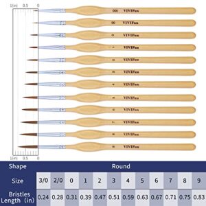 VIVIFun Micro Detail Paint Brush Set, Fine Tip Point Paint Brush for Art Painting, 12 Pcs Miniature Paint Brushes for Acrylic, Watercolor, Oil, Models, Crafts, Warhammer 40k, Line Drawing