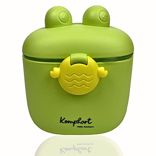 Komphort Baby Formula Dispenser with Scoop and Leveller, Baby Milk Powder Formula Dispenser on The go. (Green) Travel Container Portable Fruit Snack Storage