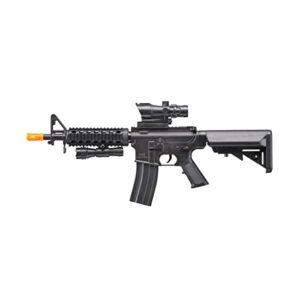 350 fps heavy version m4 airsoft abs plastic spring rifle w/flashlight and red dot sight (color: black)