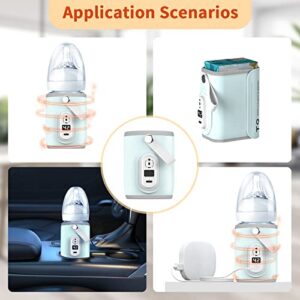 Portable Baby Bottle Warmer for Travel,Baby Milk Heat Keeper with LCD Display Portable Baby Bottle Warmer for Home Car Outdoor Use (Blue)