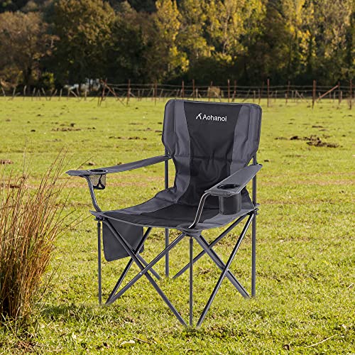 Aohanoi Camping Chairs, Camping Chairs for Heavy People, Oversize Outdoor Folding Moon Chairs with Extra Wide Seats, Lawn Chairs Folding Supports up to 500lbs, Black 2Pcs