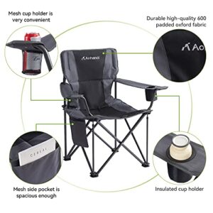 Aohanoi Camping Chairs, Camping Chairs for Heavy People, Oversize Outdoor Folding Moon Chairs with Extra Wide Seats, Lawn Chairs Folding Supports up to 500lbs, Black 2Pcs