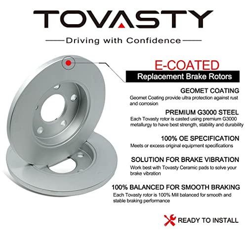 [Rear] TOVASTY Brake Pads and Rotors Kit for Mazda MX-5 Miata 2006-2020 E-Coated [BKC0299]