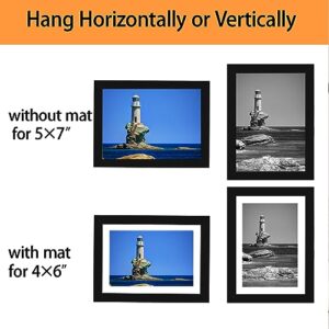 5x7 Picture Frame Set of 5, Display Pictures 4x6 with Mat or 5x7 Without Mat, Wall Gallery Photo Frames or Tabletop Display