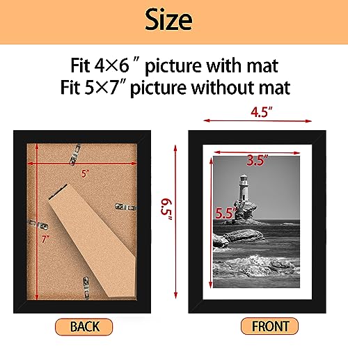 5x7 Picture Frame Set of 5, Display Pictures 4x6 with Mat or 5x7 Without Mat, Wall Gallery Photo Frames or Tabletop Display