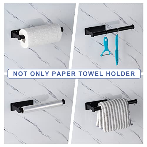 Honmein Paper Towel Holder, Aluminum Alloy Paper Towel Holders, Stylish Wall Mount and Under Cabinet Paper Towel Holders for Easy Access (Black)