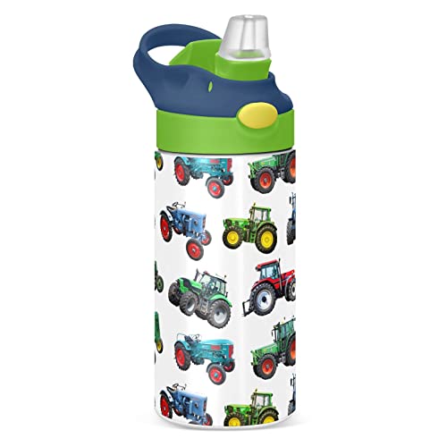 Stainless Steel Water Bottle for kids- 12 Ounce Stainless Steel Vacuum Insulated Water Bottle for Kids children,Double Wall Vacuum Insulated Bottles (Tractor-1)