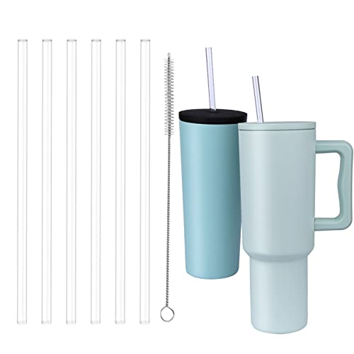 XANGNIER 6 Pack Replacement Straws for Simple Modern 40 oz Tumbler,Reusable Clear Plastic Long Straws with Cleaning Brush for Simple Modern 32 oz Coffee Cup,for Simple Modern Accessories