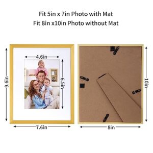 Giftgarden Gold 8x10 Picture Frame Set of 10, Matted to 5x7 Picture with Mat or 8 x 10 Photo without Mat, Multi Golden Frames for Wall and Tabletop Display