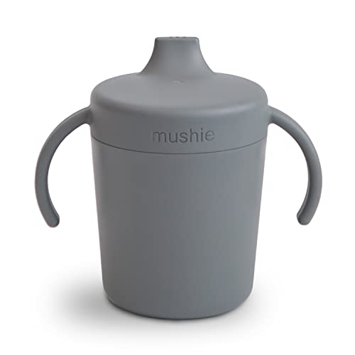 mushie Trainer Sippy Cup | Made in Denmark | Leak Resistant Twist-Off Lid & Handles | 6 Months + (Smoke)