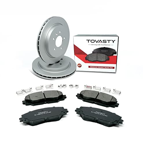 [Rear] TOVASTY Brake Pads and Rotors Kit for Kia Soul 2020-2021 E-Coated [BKC0874]