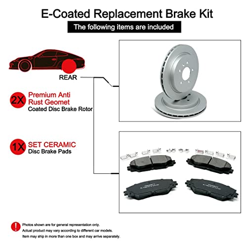 [Rear] TOVASTY Brake Pads and Rotors Kit for Kia Soul 2020-2021 E-Coated [BKC0874]