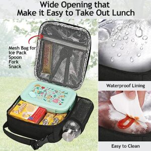 yookee home Kids Lunch Box for Girls Boys Reusable Lunch Bag for Kids Insulated Lunch Box Bag Kid Lunchbox Small Lunchbag for School Toddler Lunch Box for Daycare Portable Lunch Bag for Children Black