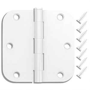 3 pack door hinges matte white,3.5 inch matte white door hinges with 5/8" radius,fit standard door/bedroom door/exterior door/interal door hardware hinges,matte white finish door hinges