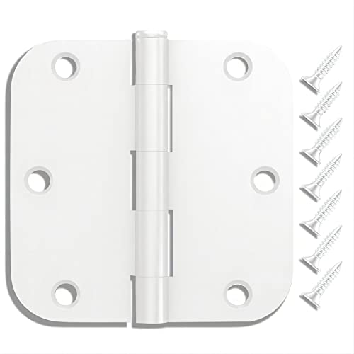 3 Pack Door Hinges Matte White,3.5 Inch Matte White Door Hinges with 5/8" Radius,Fit Standard Door/Bedroom Door/Exterior Door/Interal Door Hardware Hinges,Matte White Finish Door Hinges