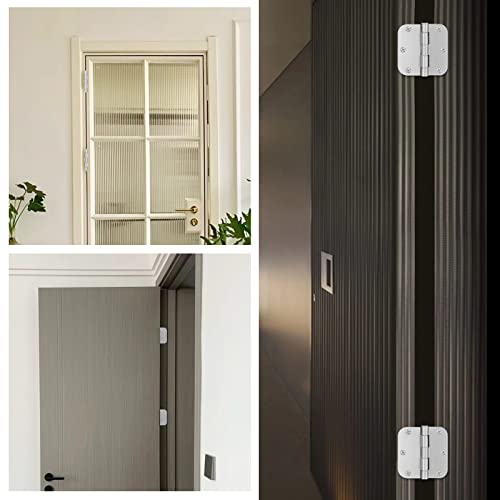 3 Pack Door Hinges Matte White,3.5 Inch Matte White Door Hinges with 5/8" Radius,Fit Standard Door/Bedroom Door/Exterior Door/Interal Door Hardware Hinges,Matte White Finish Door Hinges