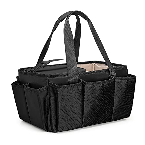 Fasrom Breast Pump Caddy Organizer Bag with Cooler Compatible with Spectra S1 and S2, Pumping Tote Bag Baby Diaper Storage Basket to Hold Pump Parts and Baby Items, Black (Patent Design)