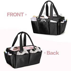 Fasrom Breast Pump Caddy Organizer Bag with Cooler Compatible with Spectra S1 and S2, Pumping Tote Bag Baby Diaper Storage Basket to Hold Pump Parts and Baby Items, Black (Patent Design)