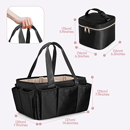 Fasrom Breast Pump Caddy Organizer Bag with Cooler Compatible with Spectra S1 and S2, Pumping Tote Bag Baby Diaper Storage Basket to Hold Pump Parts and Baby Items, Black (Patent Design)