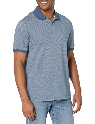 Calvin Klein Men's Jacquard Refined Polo, Crayon Blue