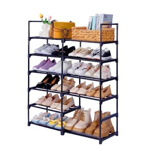 6 tier shoe rack storage organizer, 20-22 pairs metal shoe rack for entryway, shoe stand free standing shoe rack for closet, space saving shoe organizer shoe storage for living room bedroom hallway