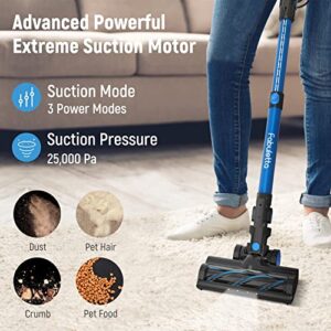 FABULETTA Cordless Vacuum Cleaner, 6-in-1 Stick Vacuum with 25 kpa Suction, 8x2500mAh Large Battery, Max 50 min Runtime, 250W Brushless Motor Handheld Vacuum Cleaner for Hard Floor Carpet Pet Hair