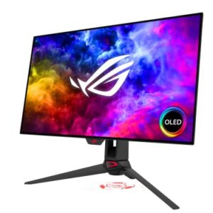 ASUS ROG Swift 27”1440P OLED DSC Gaming Monitor (PG27AQDM) - QHD (2560x1440), 240Hz, 0.03ms, G-SYNC Compatible, Anti-Glare Micro-Texture Coating, 99% DCI-P3, True 10-bit, DisplayPort,Black