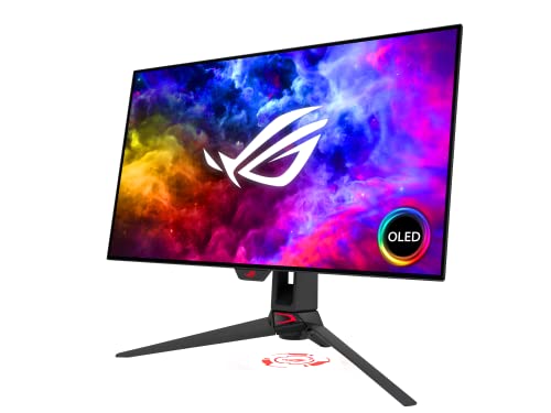 ASUS ROG Swift 27”1440P OLED DSC Gaming Monitor (PG27AQDM) - QHD (2560x1440), 240Hz, 0.03ms, G-SYNC Compatible, Anti-Glare Micro-Texture Coating, 99% DCI-P3, True 10-bit, DisplayPort,Black