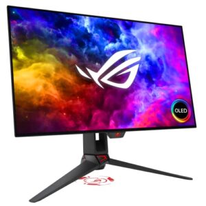 ASUS ROG Swift 27”1440P OLED DSC Gaming Monitor (PG27AQDM) - QHD (2560x1440), 240Hz, 0.03ms, G-SYNC Compatible, Anti-Glare Micro-Texture Coating, 99% DCI-P3, True 10-bit, DisplayPort,Black