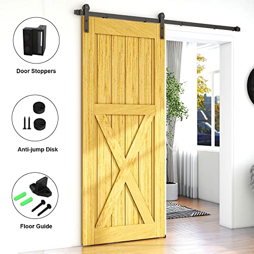 LQKUMJG 6FT Sliding Barn Door Hardware Kit for Single Wood Door, Smoothly and Quietly, Easy to Install Fit 35" Wide and 1.18"-1.96" Thickness Door Panel, Includes Installation Instruction