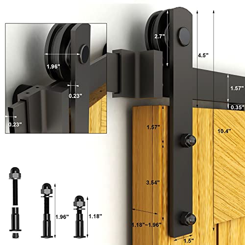 LQKUMJG 6FT Sliding Barn Door Hardware Kit for Single Wood Door, Smoothly and Quietly, Easy to Install Fit 35" Wide and 1.18"-1.96" Thickness Door Panel, Includes Installation Instruction