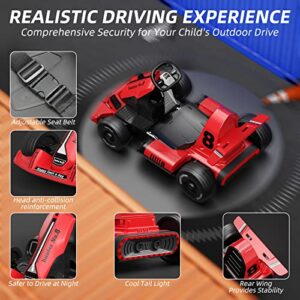 YUFU Electric Go Kart 12V Battery Powered Ride On Car Outdoor Racer for Kids Adults Electric Vehicle Toy for Boys Girls with Bluetooth and Remote Control (Red)