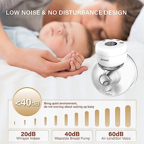 SKYWOT S21 Wearable Breast Pump Hands Free,Portable Hands Free Breast Pump for Breastfeeding,Electric Portable Wireless Breast Pumps,2 Modes&9 Levels Double Wearable Pump,21-24-27mm Flange,2 Pack