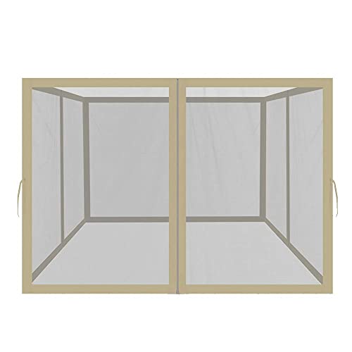 EasyLee Gazebo Universal Replacement Mosquito Netting 10x12, 4-Panel Screen Walls for Outdoor Patio with Zipper, Mosquito Net for Tent Only (Beige)