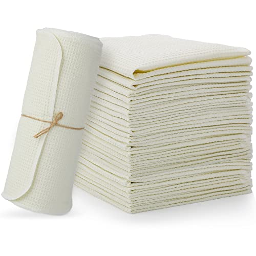 meekoo 40 Pcs Reusable Paper Towels Washable Paperless Paper Towels Highly Absorbent Reusable Kitchen Towels Kitchen Wash Cloths for Dishes Organic Cotton Napkins for Cleaning Bathroom, 10 x 12 Inch