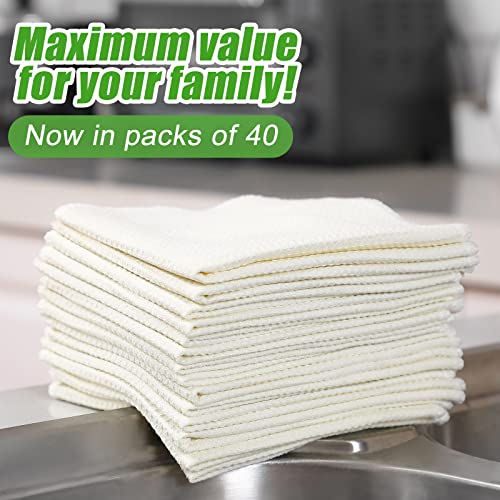 meekoo 40 Pcs Reusable Paper Towels Washable Paperless Paper Towels Highly Absorbent Reusable Kitchen Towels Kitchen Wash Cloths for Dishes Organic Cotton Napkins for Cleaning Bathroom, 10 x 12 Inch