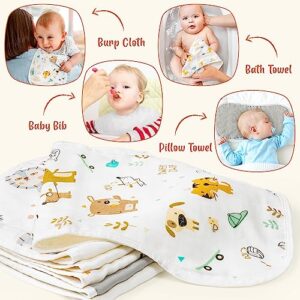 Zainpe 6Pcs Muslin Baby Burp Cloths for Baby Cotton Soft Burping Cloths with 6 Absorbent Layers Drooling Bib Newborn Towel for Unisex Infant Toddler Boys Girls Feeding Teething Sleeping 19.7 X 10.6 in