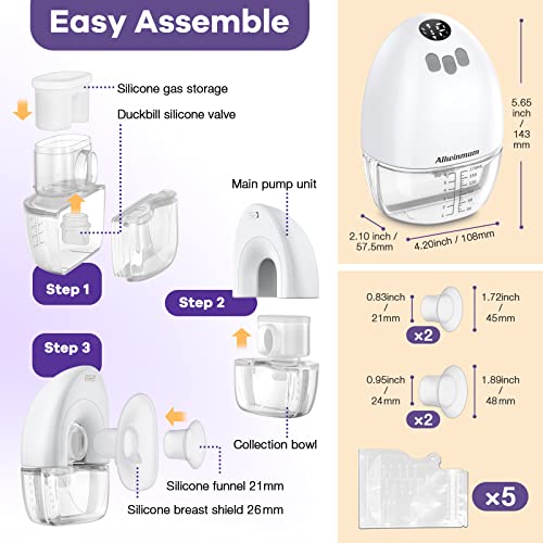 Double Hands Free Breast Pump,Wearable Breastfeeding Pump, Electric Wireless Breast Pump for Travel Office Outdoor 6oz 3 Mode & 9 Levels